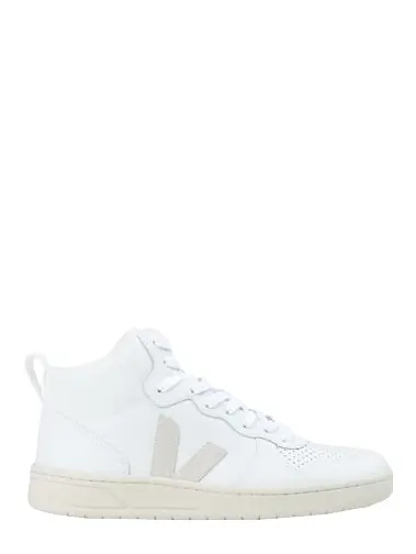 VEJA V-15 Leather High-top Sneakers - White
