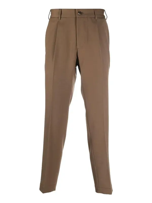 DELL'OGLIO Tapered Wool-blend Trousers - Brown