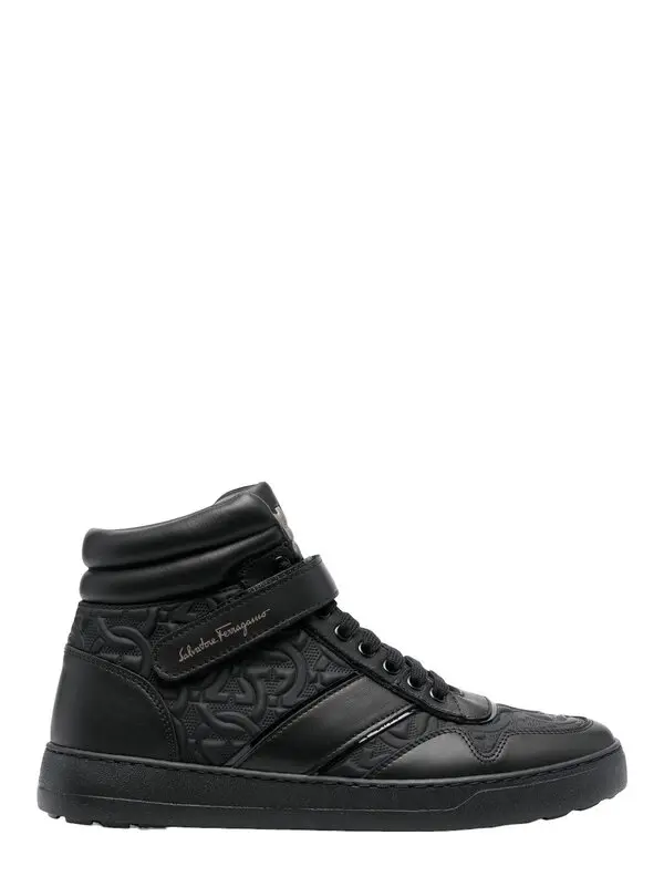 FERRAGAMO Embossed High-top Sneakers - Black