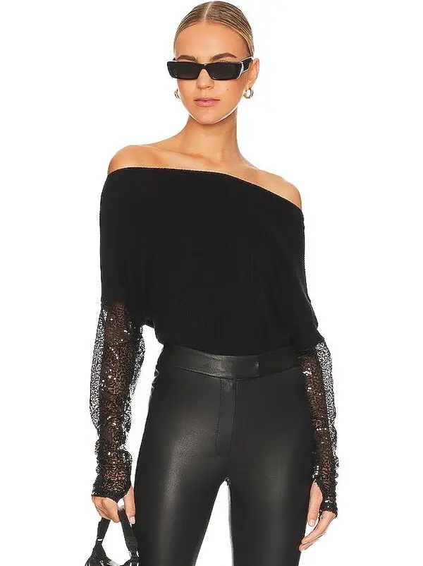 Michael Lauren Boat Neck Top - Black