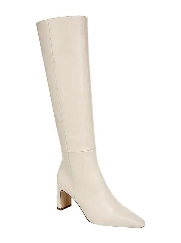 Sam Edelman Sylvia Pointed Toe High Heel Boots - Ivory Leather