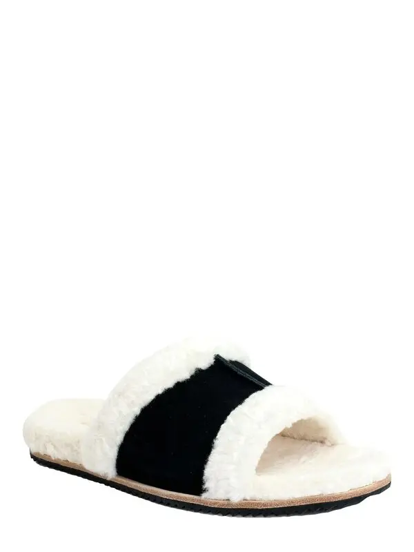 REVITALIGN Clara Faux Fur Lined Slide Slipper - Black