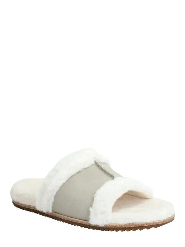 REVITALIGN Clara Faux Fur Lined Slide Slipper - Oatmeal