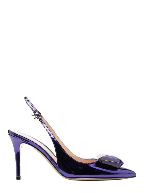 GIANVITO ROSSI Metallic-finish 95mm Pointed Slingback Pumps - Blue