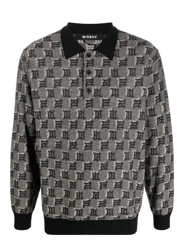 MISBHV Logo-jacquard Polo Jumper - Black