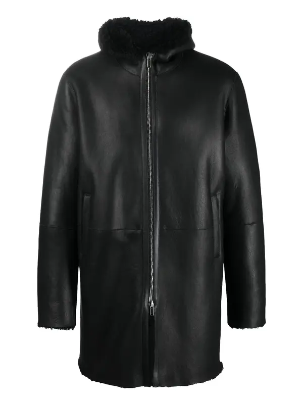 Tagliatore Wilson Hooded Shearling Coat - Black