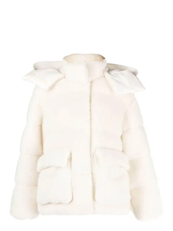 Off-White Arrows Fleece-texture Puffer Jacket - Neutrals