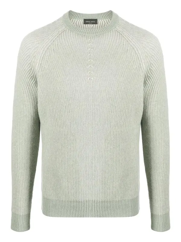 ROBERTO COLLINA Ribbed Knit Crew-neck Jumper - Green