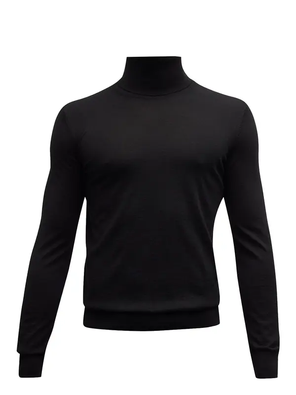 Zegna Cashmere-silk Turtleneck Sweater - Black Solid