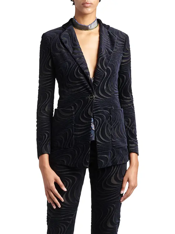 Giorgio Armani Swirl Jacquard Jersey Blazer - Black Multi