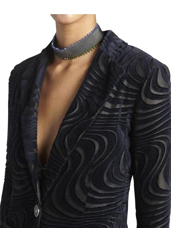 Giorgio Armani Swirl Jacquard Jersey Blazer - Black Multi