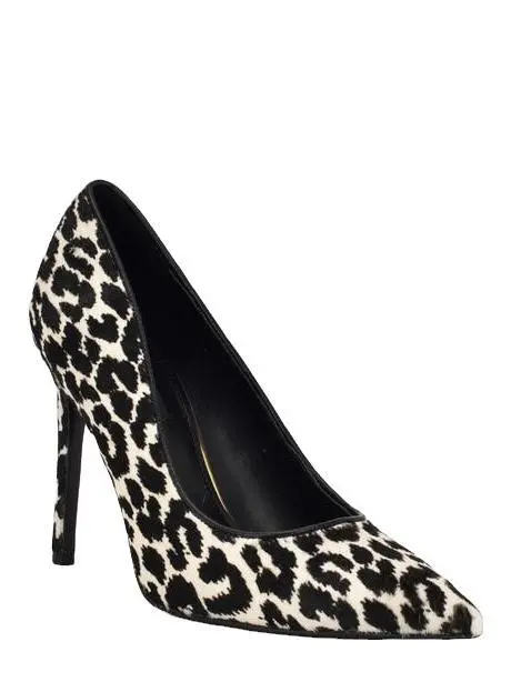 Nine West Genuine Calf Hair Pointed Toe Pumps - Black 001