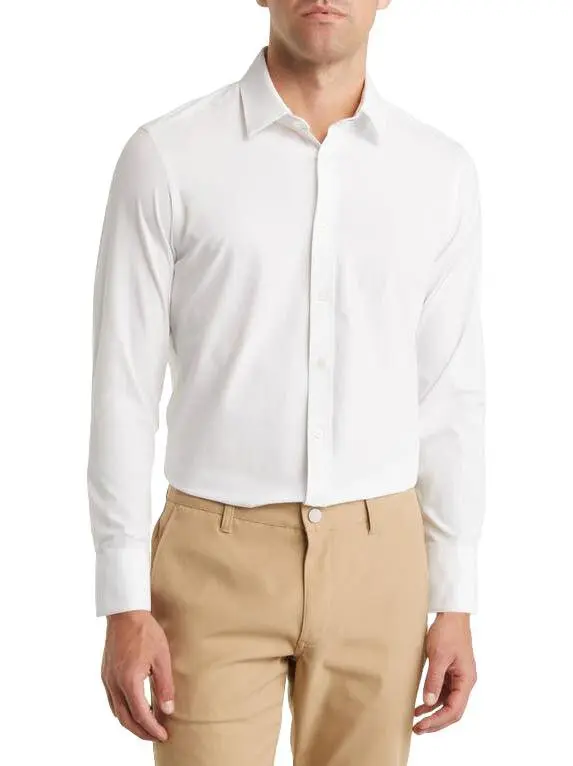 Mizzen+main Leeward Solid Stretch Performance Button-up Shirt - White Solid