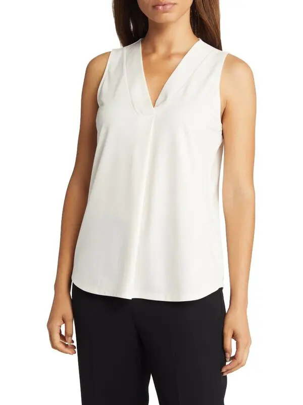 Anne Klein Pleat Neck Shell - Anne White