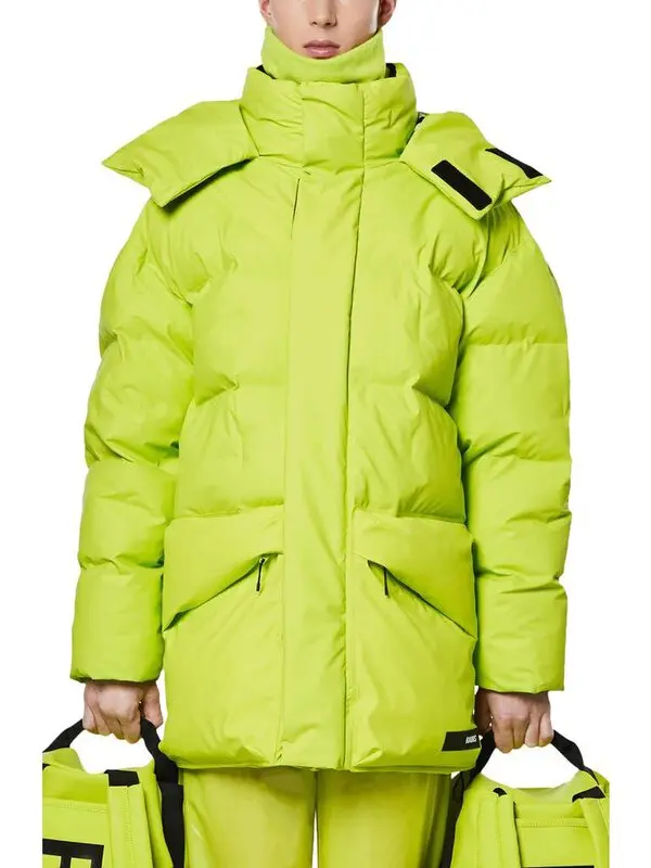 Rains Block Waterproof Puffer Jacket - 40 Digital Lime
