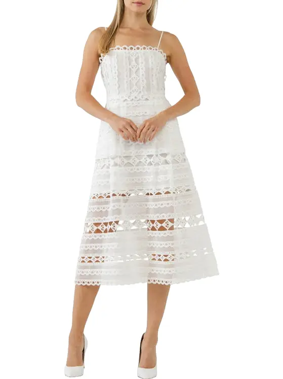 Endless Rose Lace Midi Dress - White