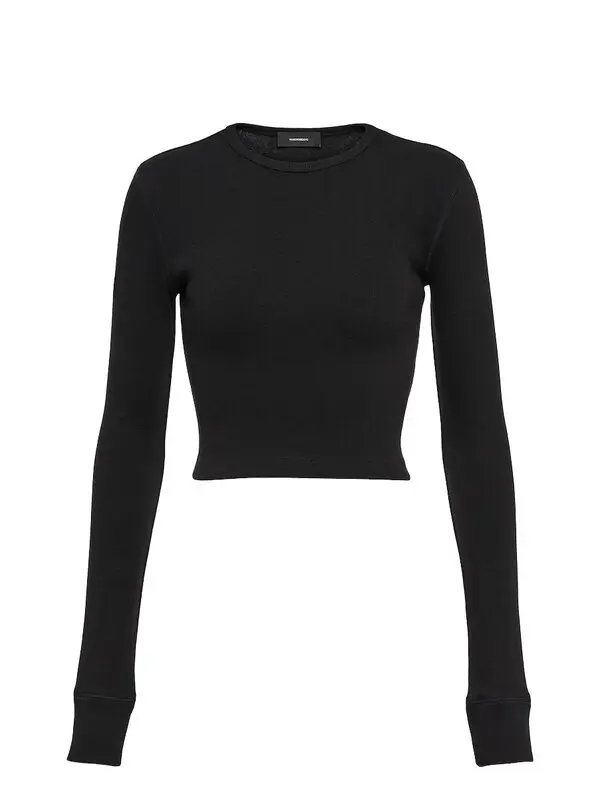 Wardrobe.NYC X Hailey Bieber Cropped Cotton-blend Jersey Top - Black