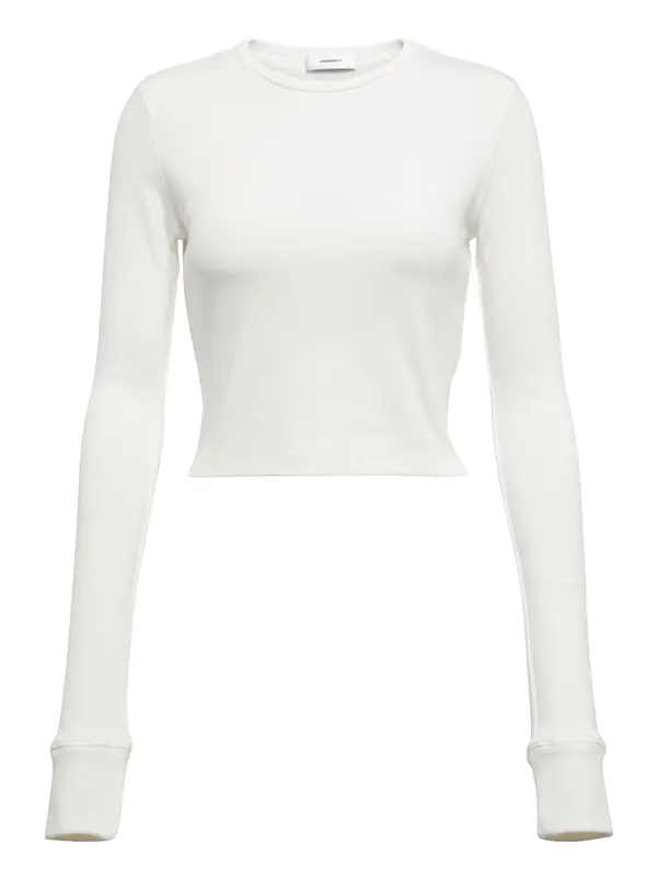 Wardrobe.NYC X Hailey Bieber Hb Cotton-blend Jersey Crop Top - White