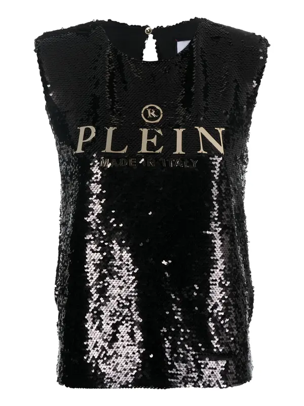 Philipp Plein Sequin-embellished Sleeveless Blouse - Black