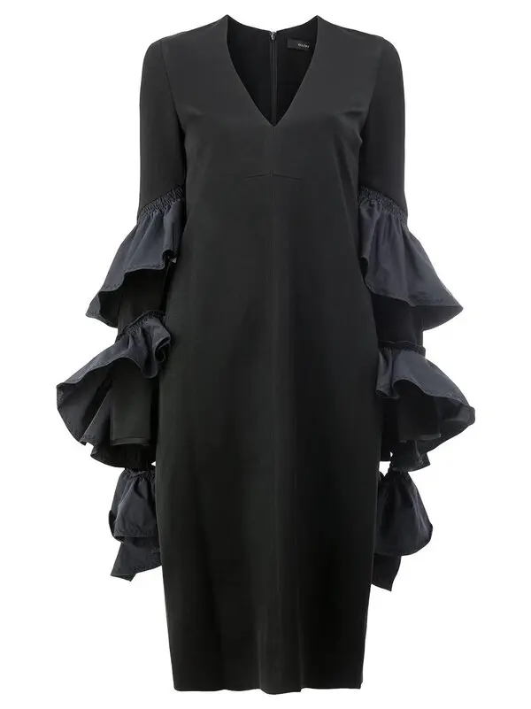 ELLERY Ruffle Panel Dress - Black