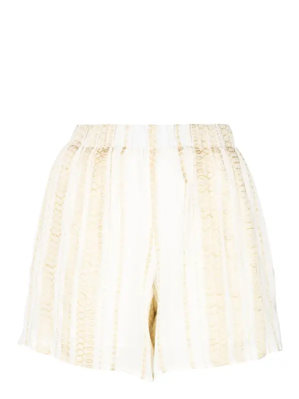 Zeus+dione Embroidered High-waist Shorts - Gold