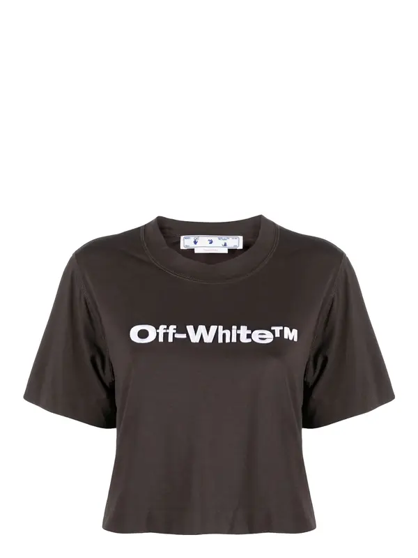 Off-White Cropped Logo T-shirt - Black