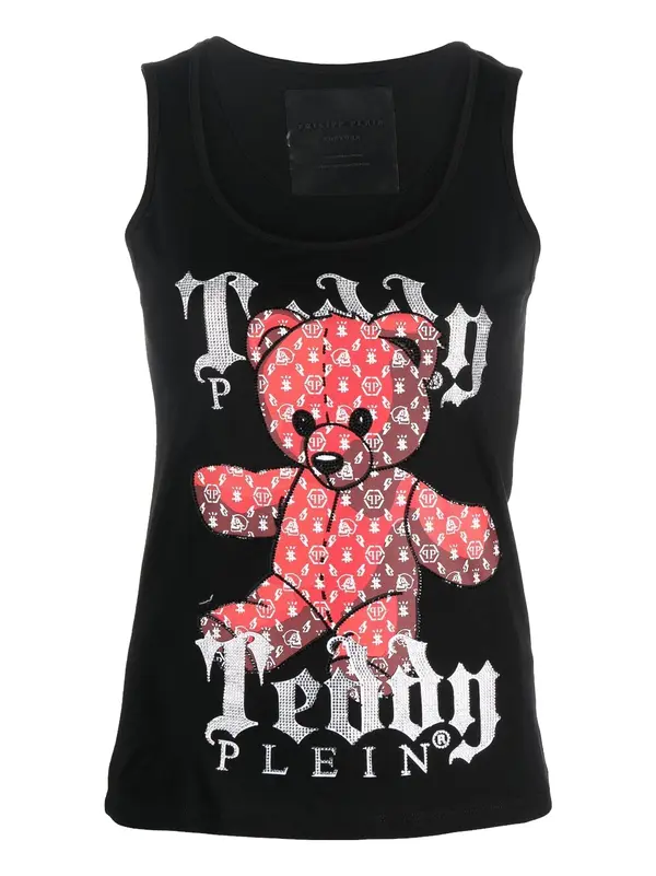Philipp Plein Teddy Plein Sleeveless Tank Top - Black