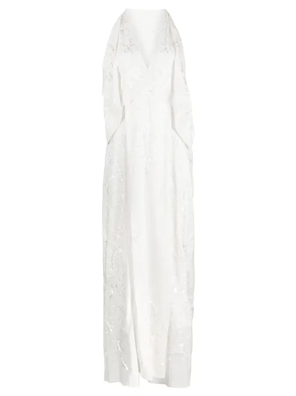 Zeus+dione Pomaki Floral-embroidered Silk Maxi Dress - White