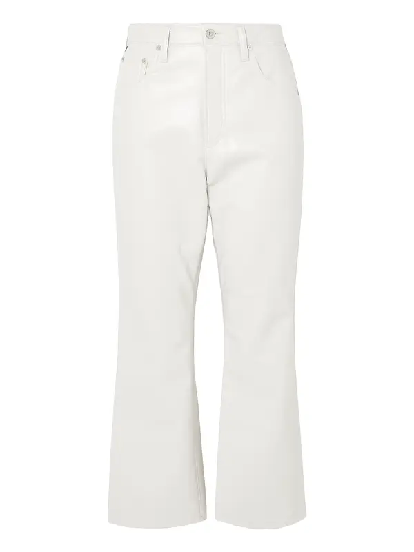 Citizens Of Humanity Isola Cropped Bootcut Recycled Leather-blend Pants - White