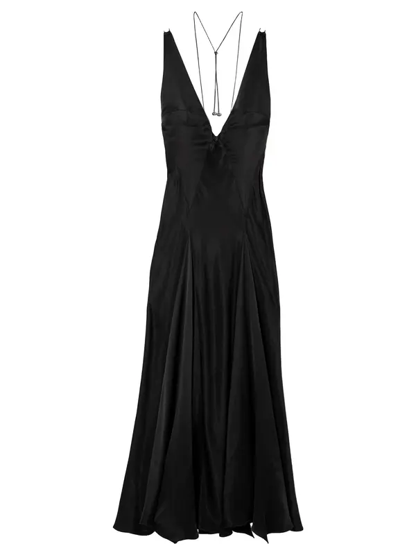 16Arlington Tauri Satin Midi Dress - Black