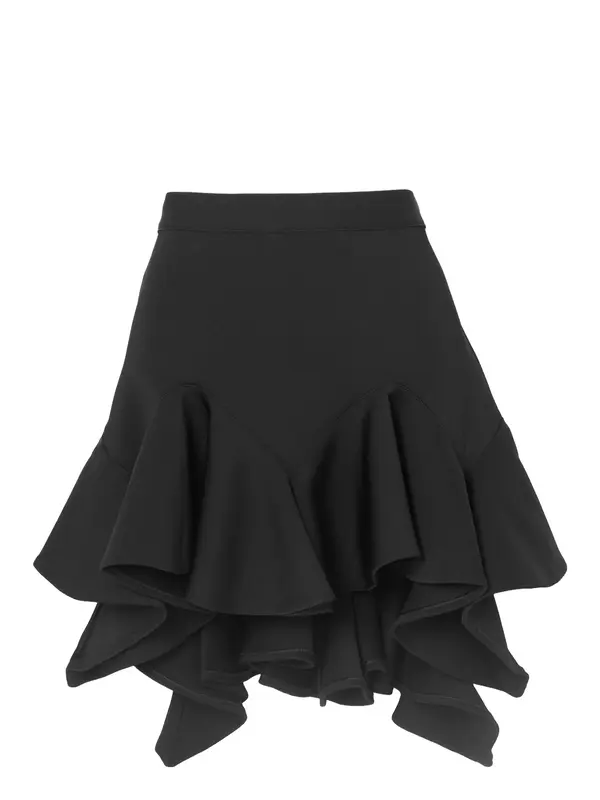 Givenchy Asymmetric Ruffled Mini Skirt - Black