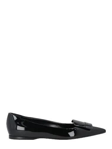 SERGIO ROSSI Patent Leather Ballet Flats - Black