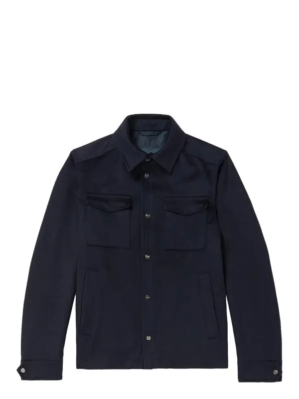 Herno Wool And Cashmere-blend Shirt Jacket - Blue