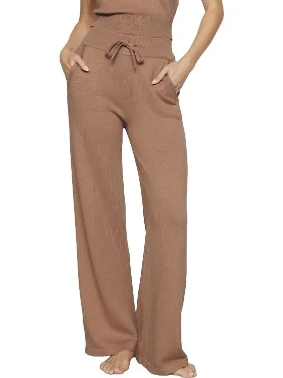 Eberjey Wide Leg Lounge Sweater Pants - Hazelnut