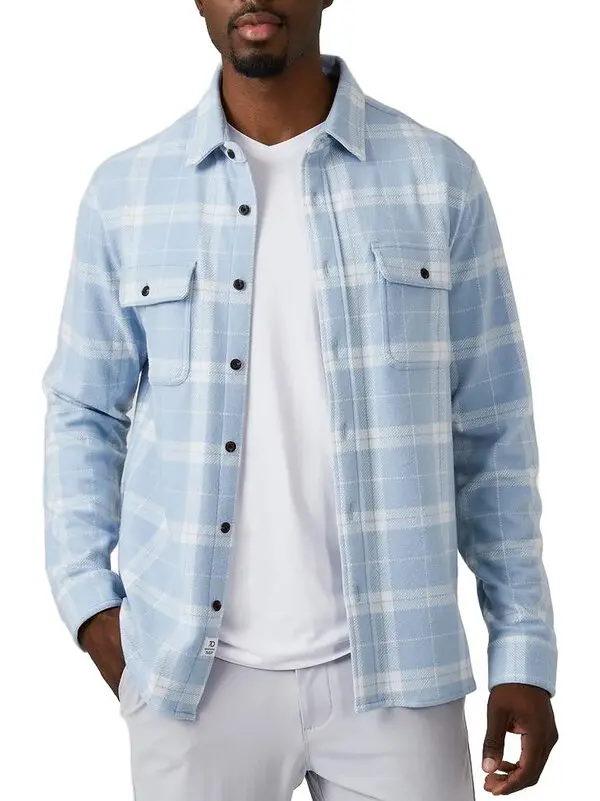 7 Diamonds Generation Plaid Stretch Flannel Button-up Shirt - Heather Blue