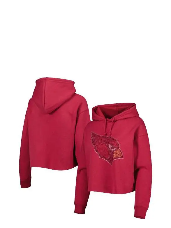 CUCE Arizona Cardinals Crystal Logo Cropped Pullover Hoodie - Cardinal