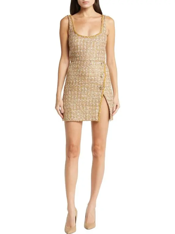 SELF-PORTRAIT Tinsel Bouclé Mini Dress - Gold