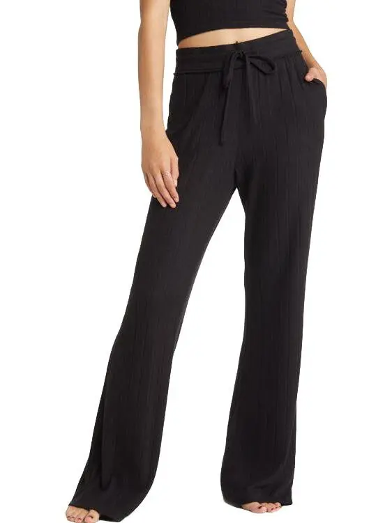 Bp. Ribbed Knit Flared Pants - Black
