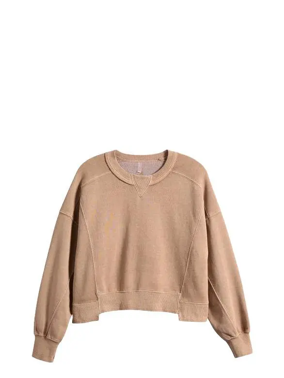 Free People Intercept Cotton-blend Sweatshirt - Sandy
