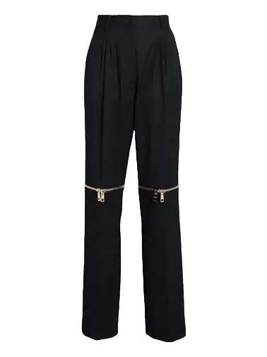 Dolce & Gabbana Virgin Wool Wide Leg Trousers - Black