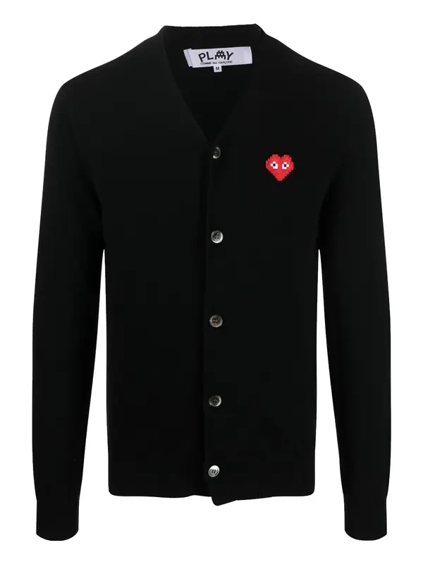 Play Comme Des Garcon Logo-patch Cardigan - Black