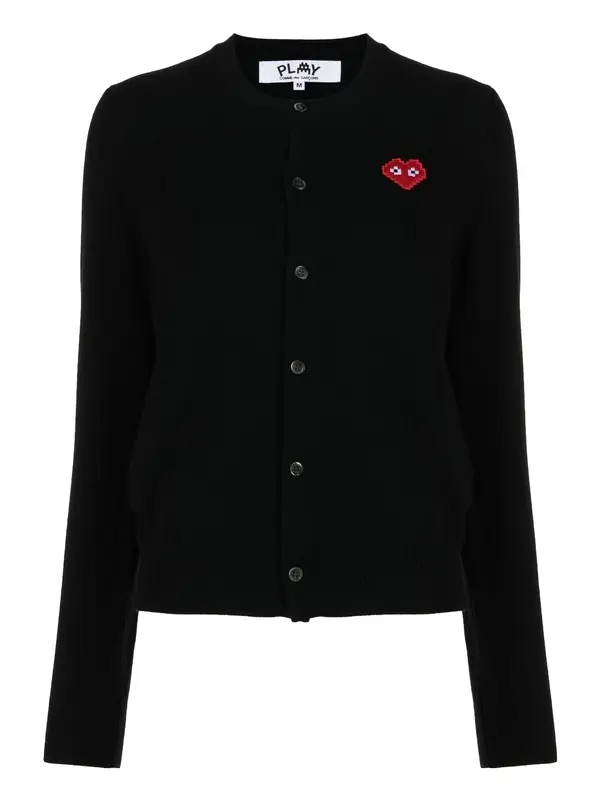 Play Comme Des Garcon Logo-patch Cardigan - Black