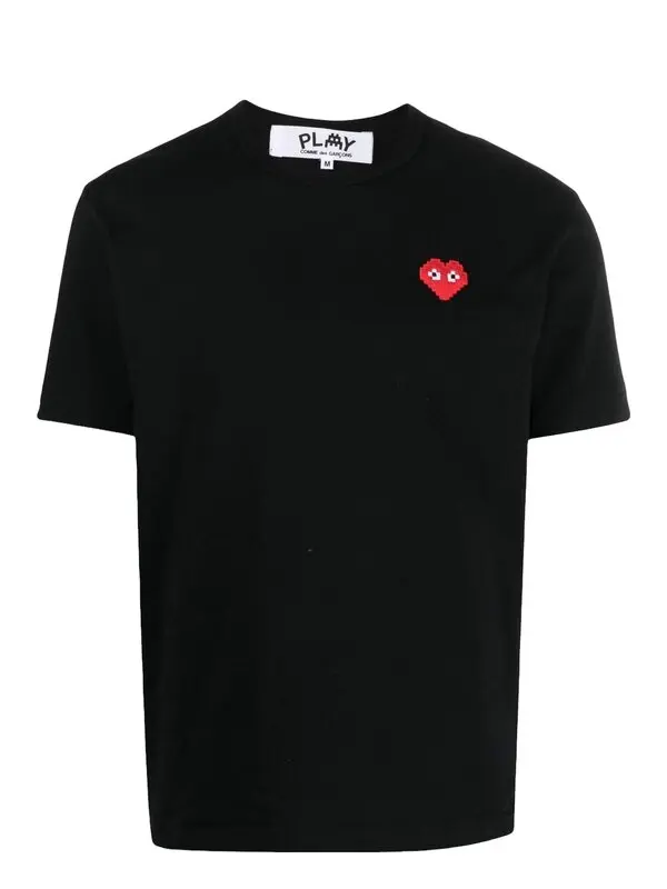 Play Comme Des Garcon Logo-patch Cotton T-shirt - Black