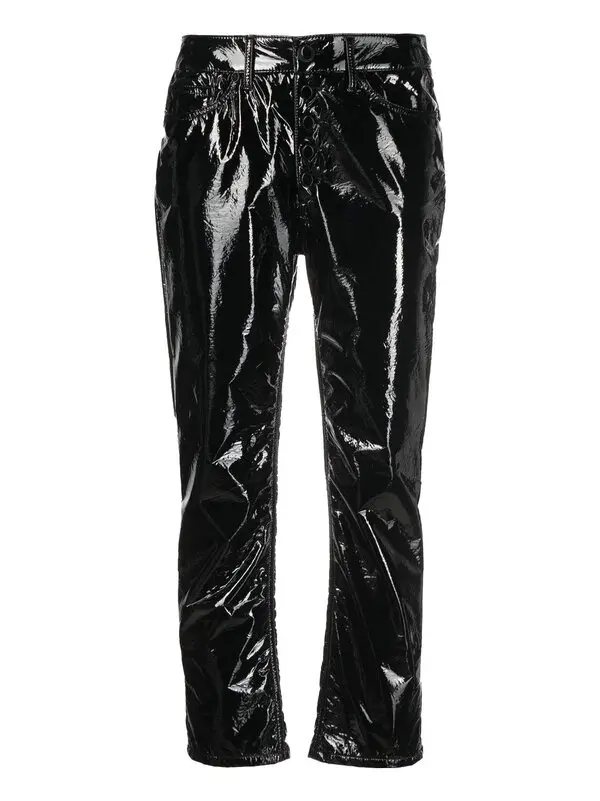 DONDUP High-shine Cropped Trousers - 999 Black
