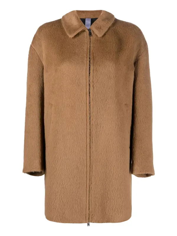 HEVO Zip-up Collared Coat - Brown