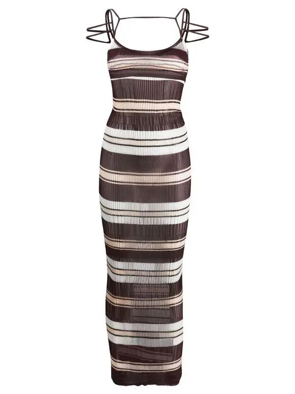 Jacquemus Sognu Striped Maxi Dress - Brown