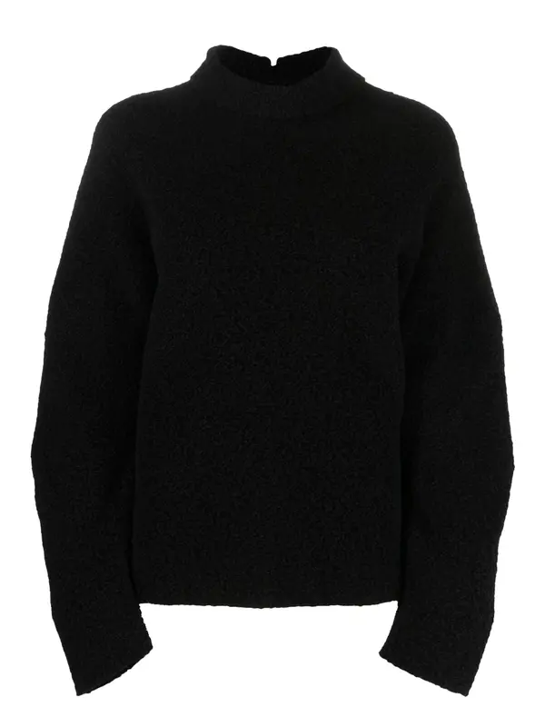 JIL SANDER Long Sleeve Knit Sweater - Black