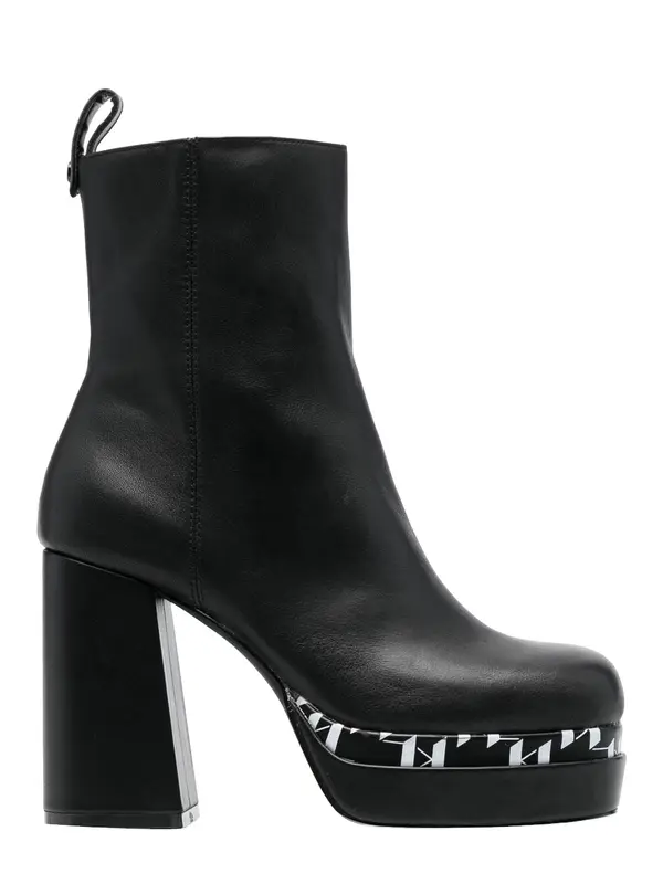 Karl Lagerfeld Monogram-print Platform Boots - Black