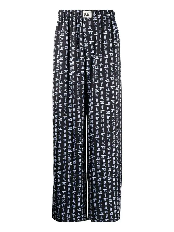 Natasha Zinko Yoga Bunny-print Wide-leg Trousers - Black