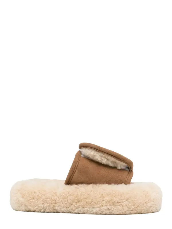 Natasha Zinko Touch-strap Shearling Slides - Brown